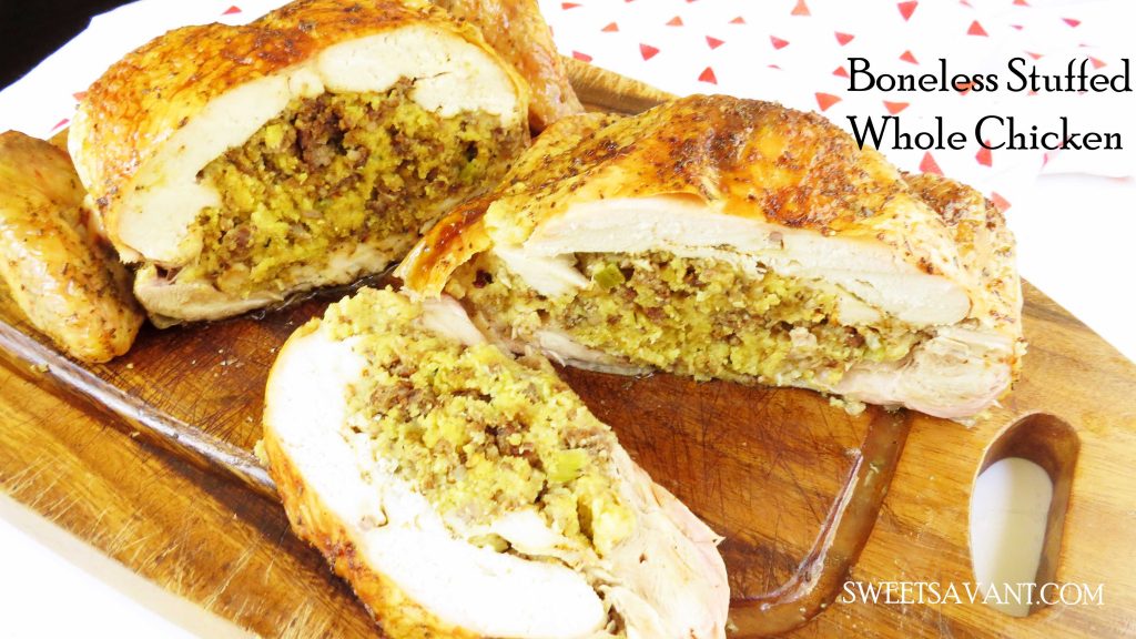 Boneless Stuffed Whole Chicken and Cornbread Stuffing with Sanderson ...